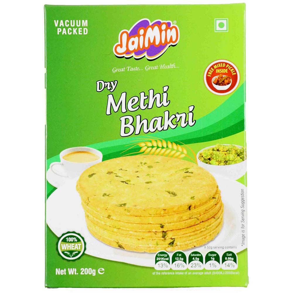 Jaimin Dry Methi Bhakri 200g l Buy Online - Asian Dukan