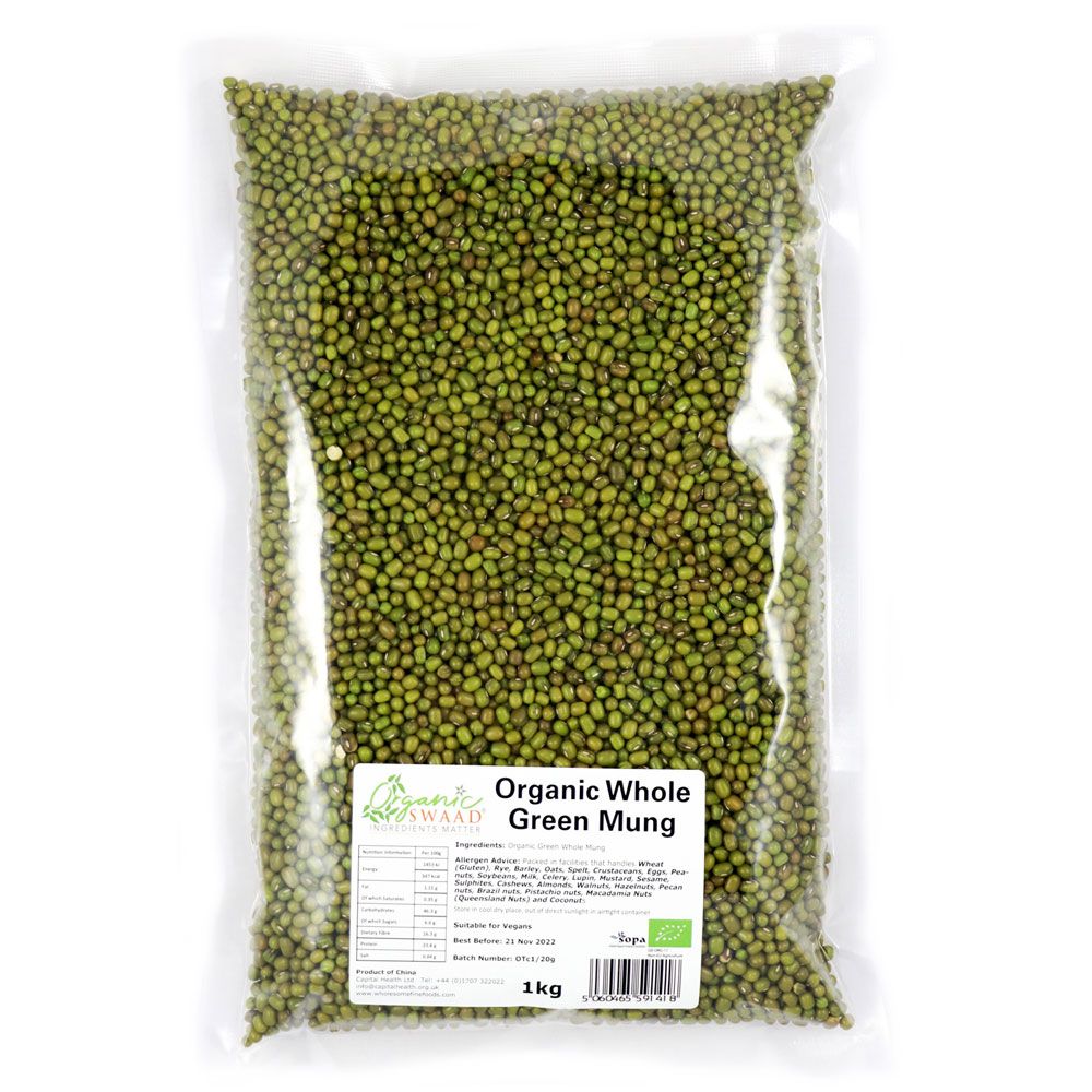 Organic Swaad Green Mung Whole 1kg | Buy Online - Asian Dukan