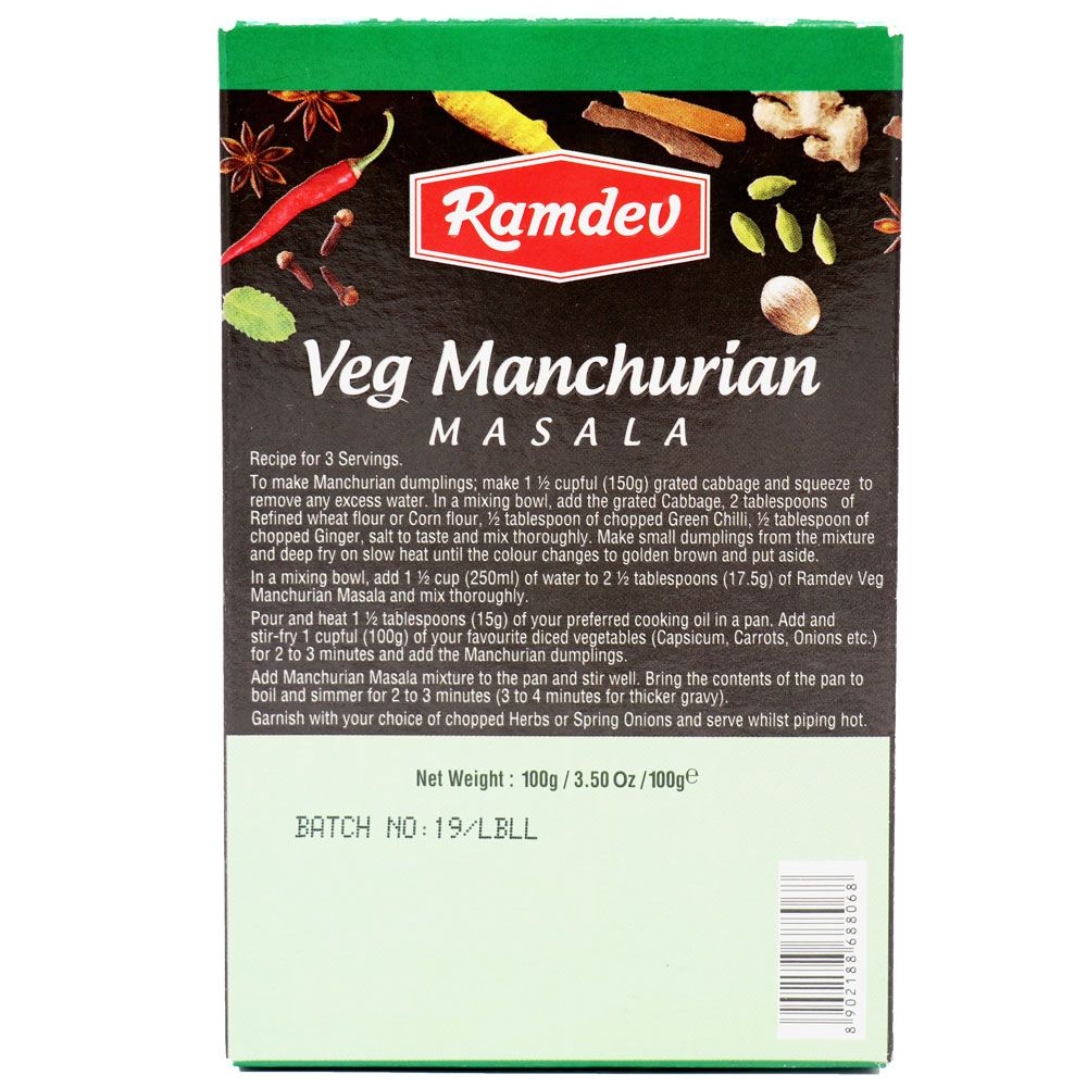 Ramdev Veg Manchurian Masala 100g I Buy Online - Asian Dukan